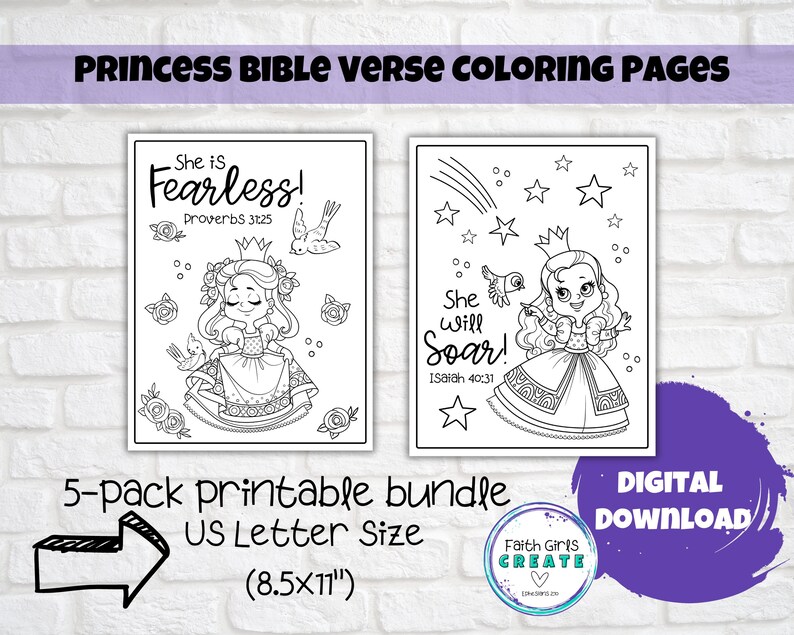 Princess She Is...bible Verse Colouring Pages, Affirmation, Faith Girls ...