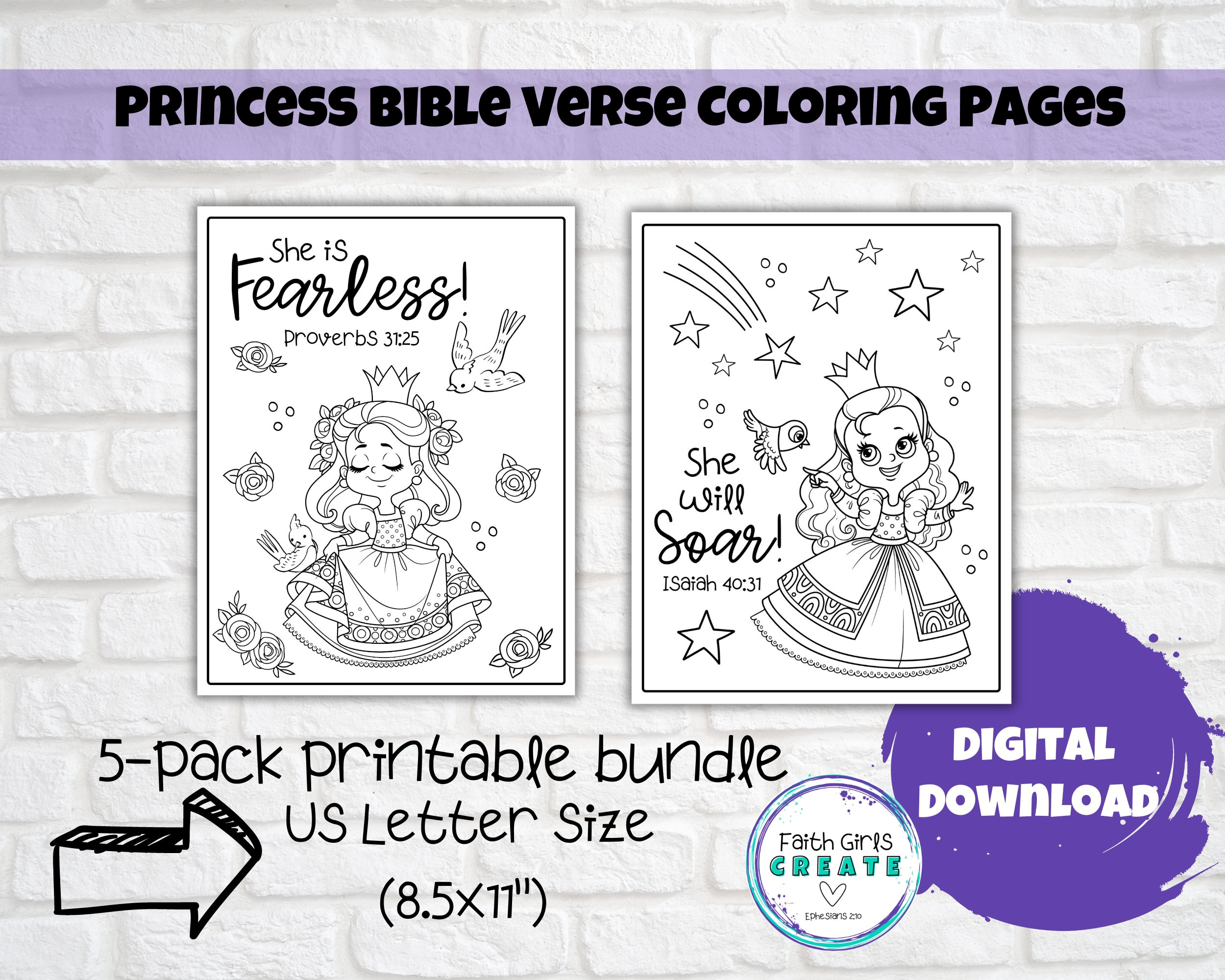 Princess She Is...bible Verse Colouring Pages, Affirmation, Faith Girls ...