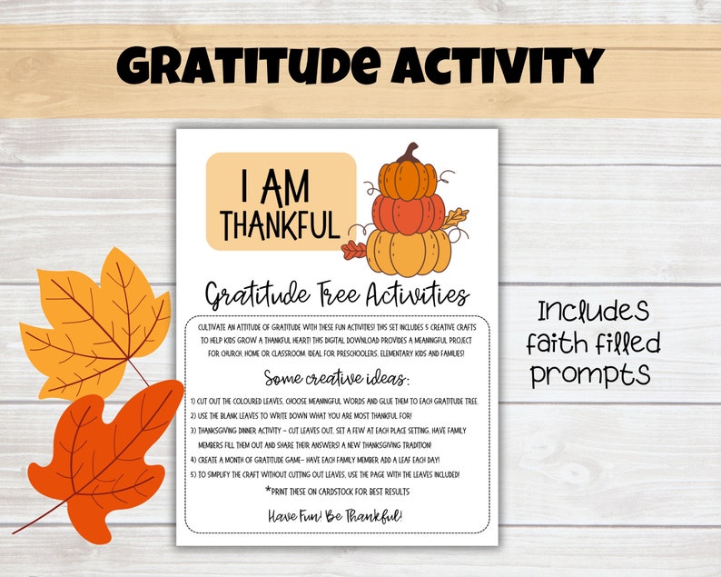 Thanksgiving/fall Gratitude Tree Kids Activity, 30 Faith-filled ...