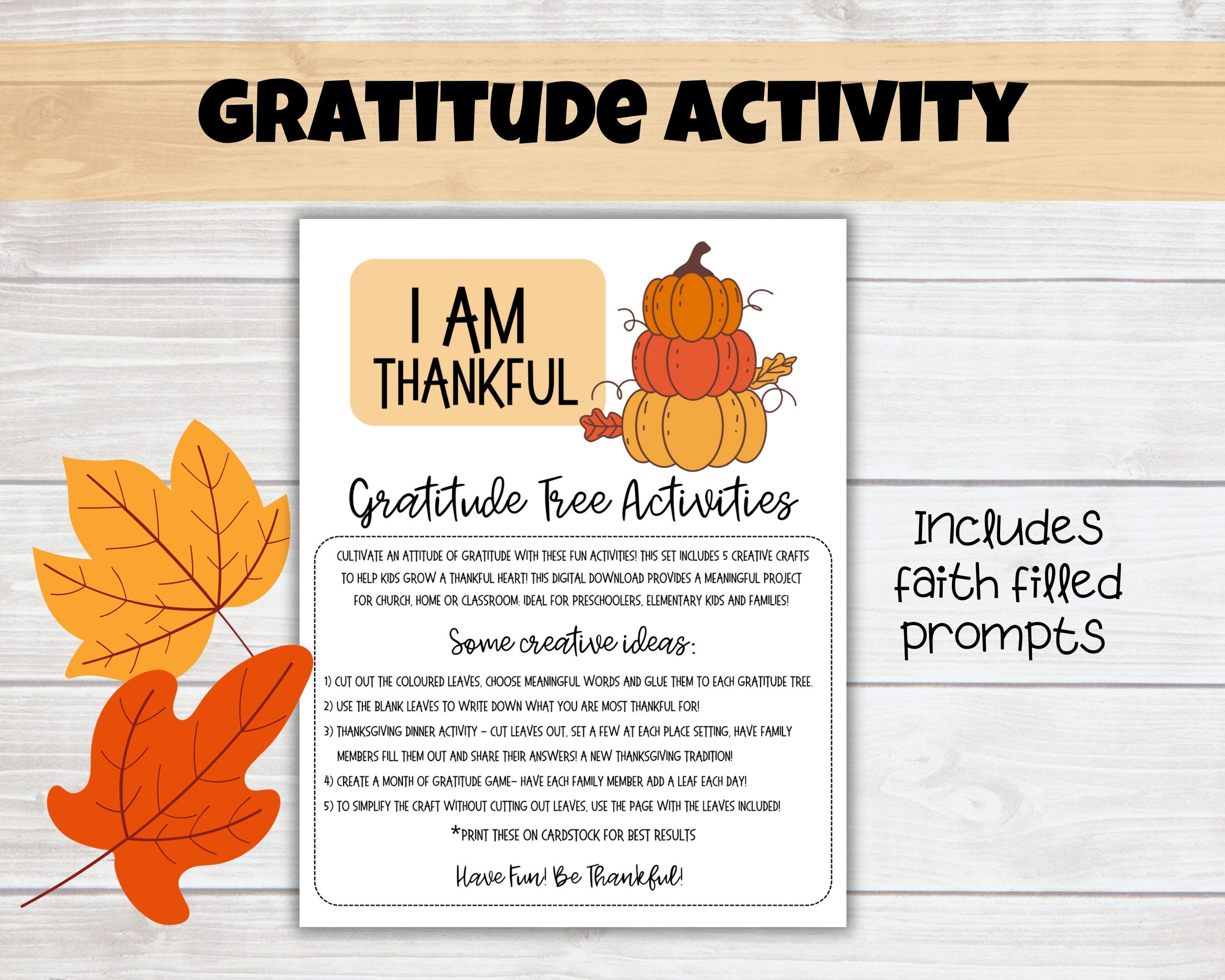 Thanksgiving/fall Gratitude Tree Kids Activity, 30 Faith-filled ...