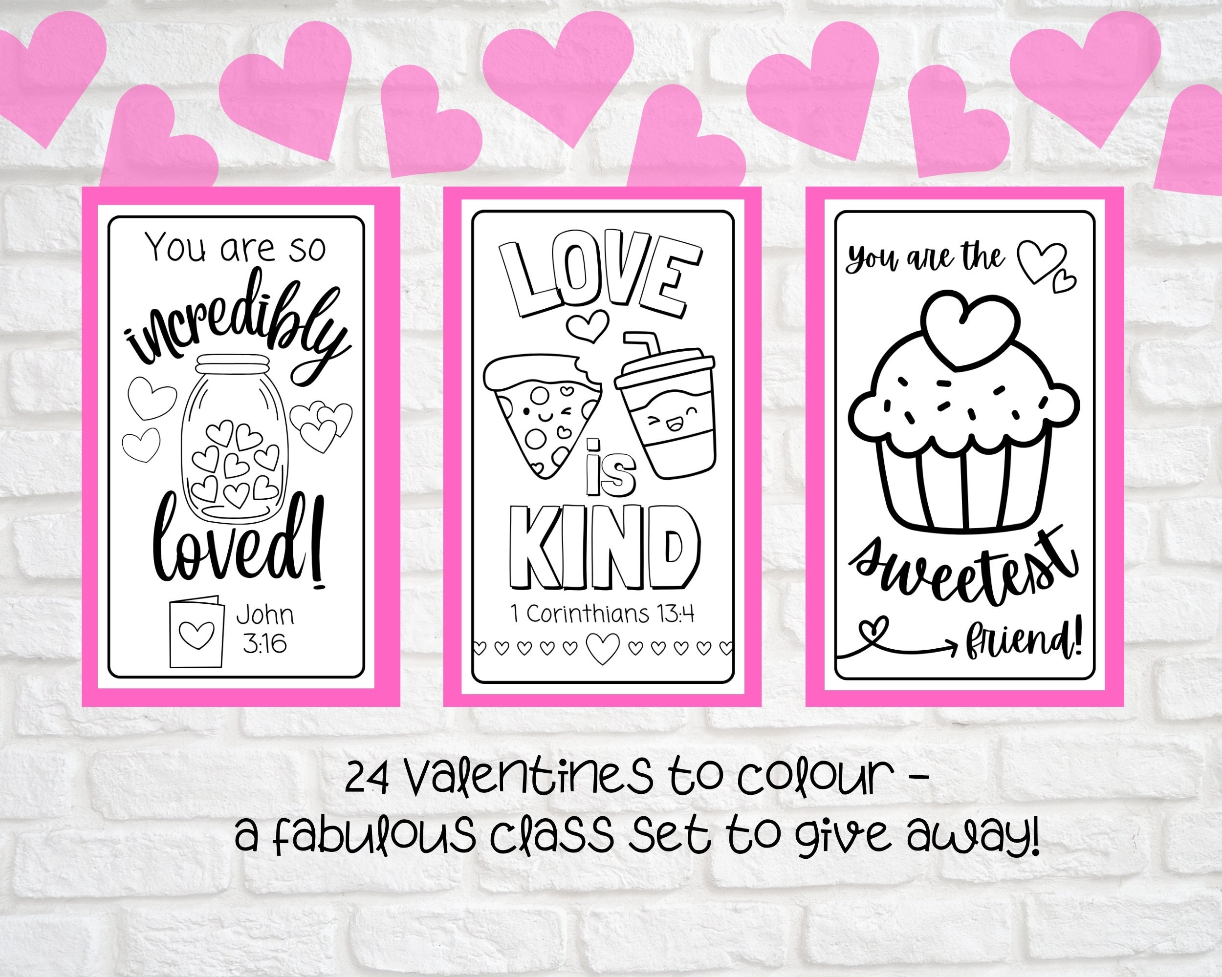 Kids Printable Bible Verse Valentine Cards to Color (digital Download ...