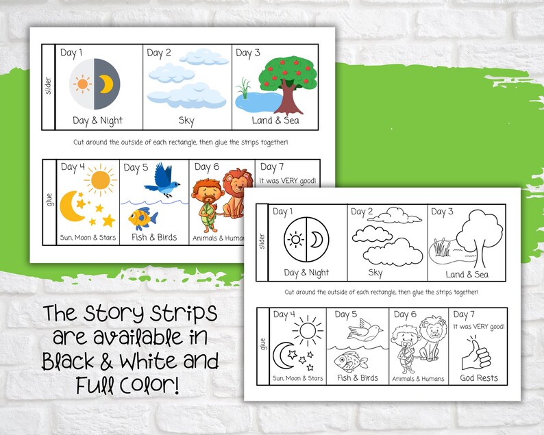 Story of Creation Story Strips, Sunday School Activity, Kids Church ...