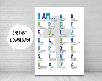 God Says I Am Nursery Wall Print Biblical Affirmations for Kids ...