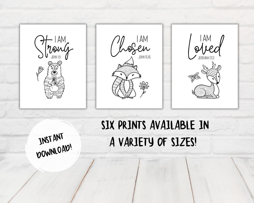 I AM Set of Six Kids Printable Woodland Animal Wall Art, Kidsroom ...