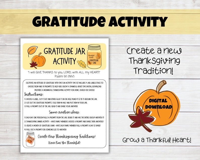Thanksgiving/fall Gratitude Jar Kids Activity, 30 Faith-filled ...