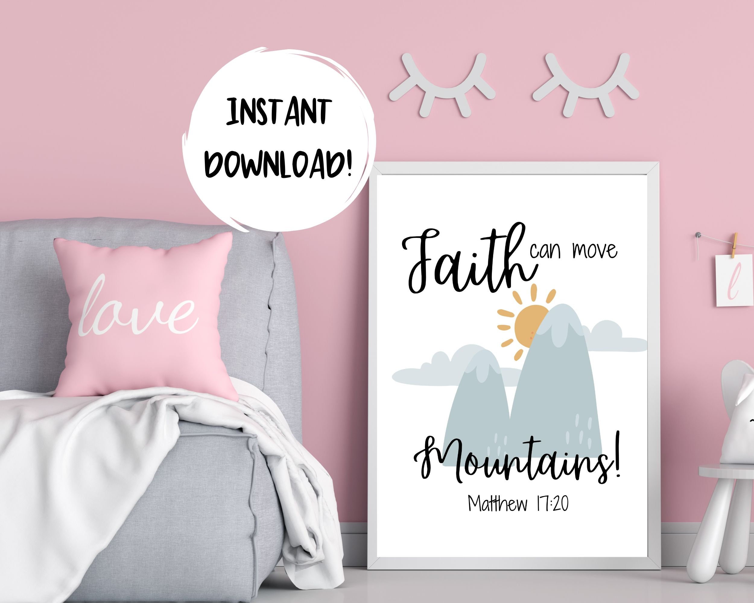 Faith Can Move Mountains Printable Bible Wall Art, Matthew 17:20 ...