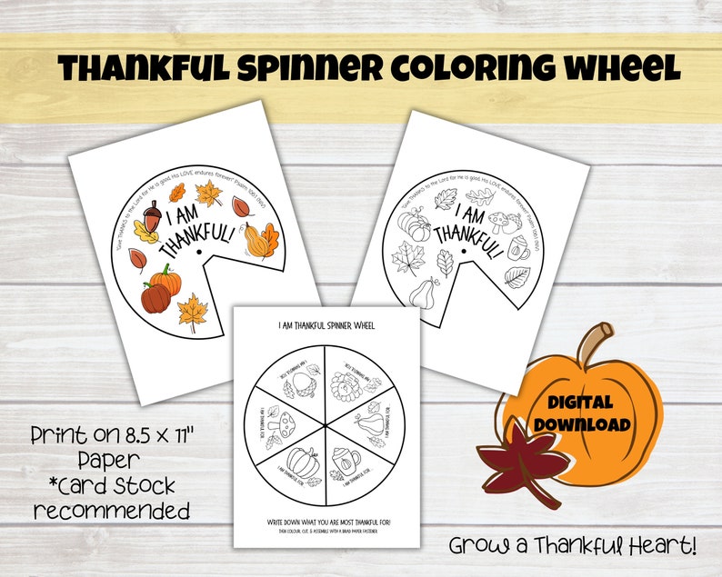 Thankful Spinner Coloring Wheel, Thanksgiving/fall Bible Themed ...