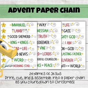 Names of Jesus Advent Paper Chain Activity & Devotional, 24 Names of ...