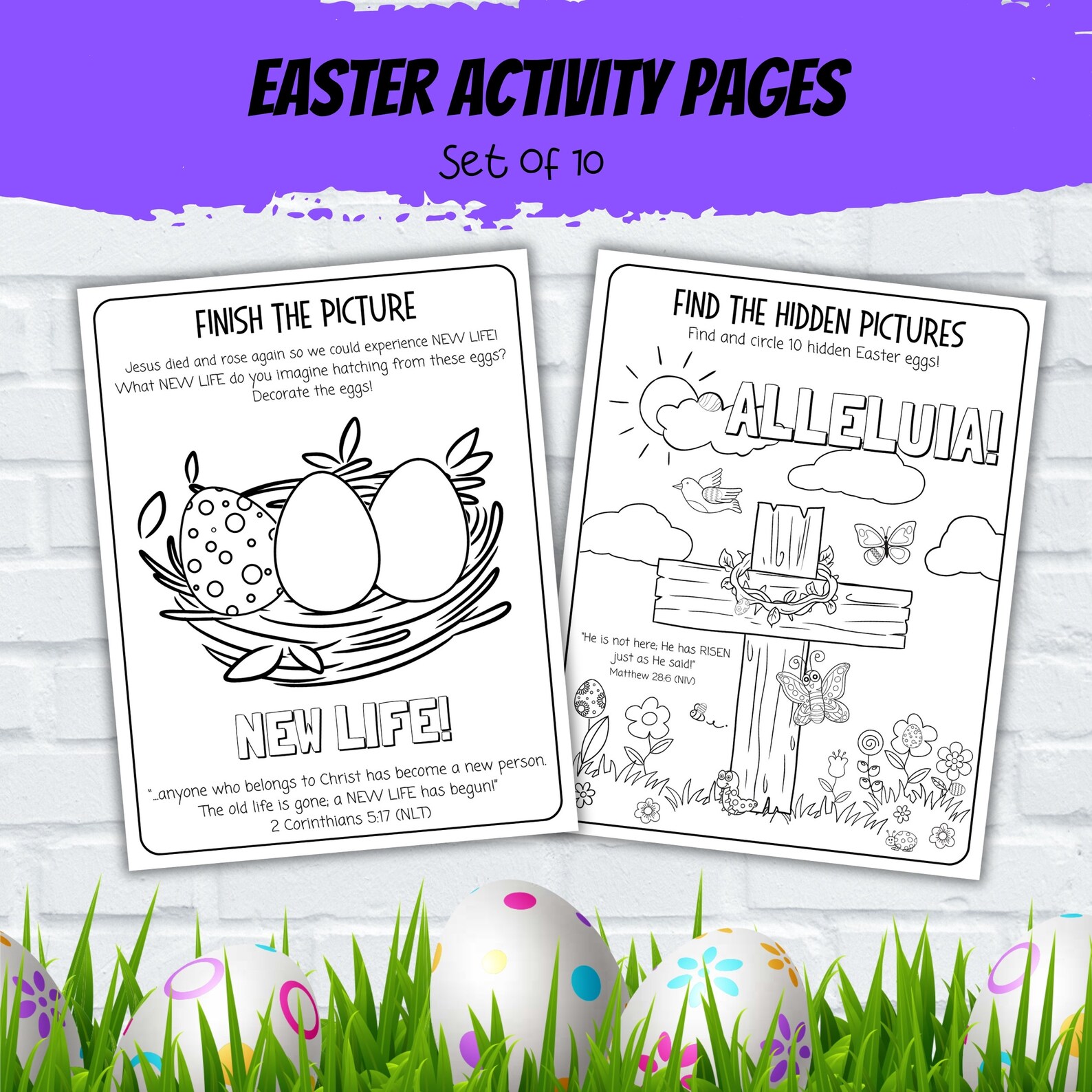Printable Bible Verse Easter Activity Pages, Easter Games, Sunday ...