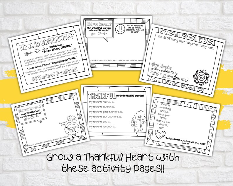 Gratitude Printable Coloring Activity Pages for Kids, Faith Based ...