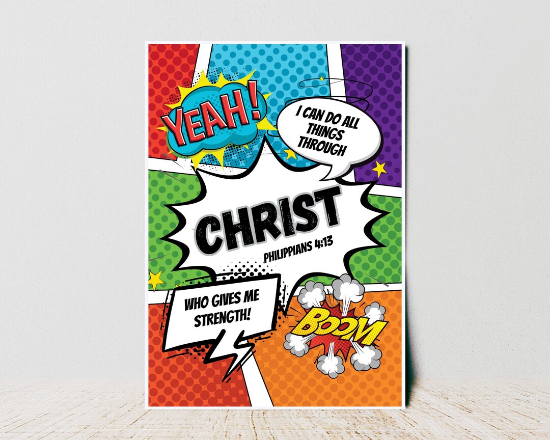 Superhero Bible Verse Wall Art Printable Scripture Poster I - Etsy