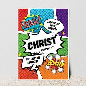 Superhero Bible Verse Wall Art, Printable Scripture Poster, I Can Do ...