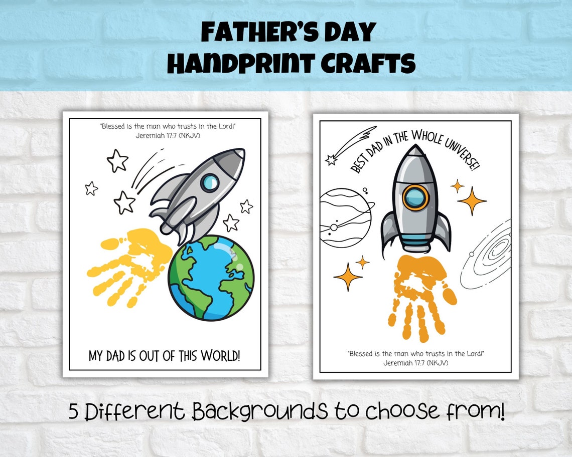 Father's Day Bible Verse Handprint Bundle, Printable Father's Day Craft ...