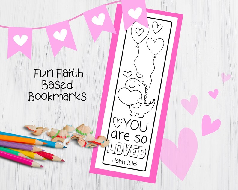 Kids Printable Bible Verse Valentine/love Themed Bookmarks to Colour ...