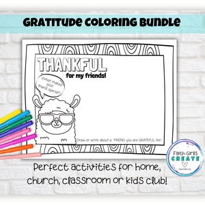 Gratitude Printable Coloring Activity Pages for Kids, Faith Based ...