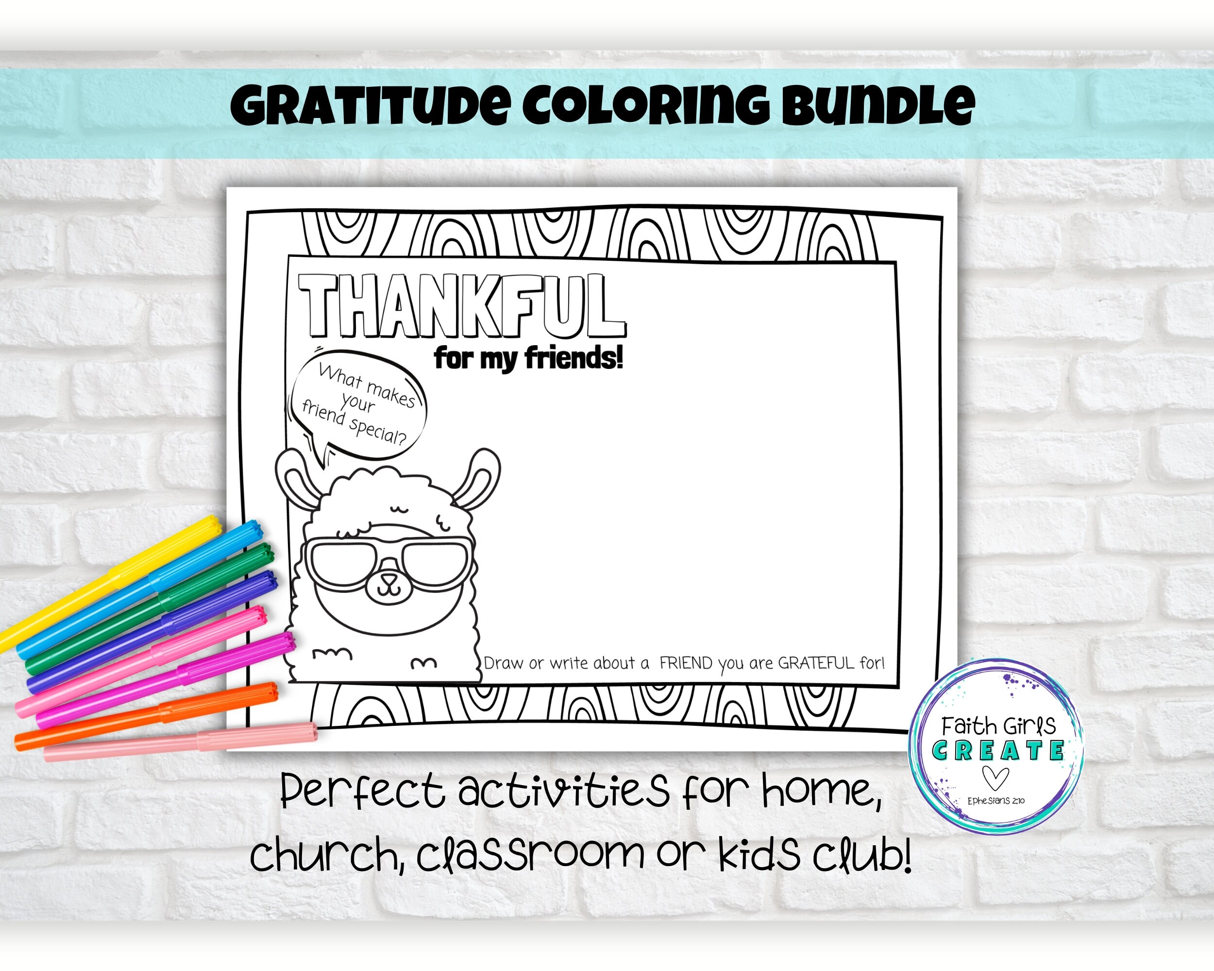 Gratitude Printable Coloring Activity Pages for Kids, Faith Based ...
