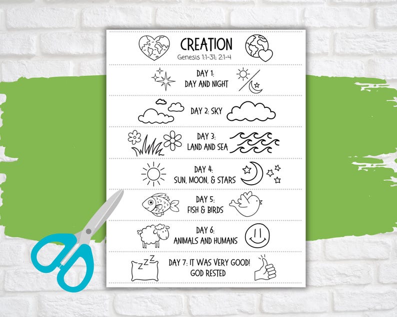 Kids Printable Days of Creation Paper Chain Craft, Sunday School ...