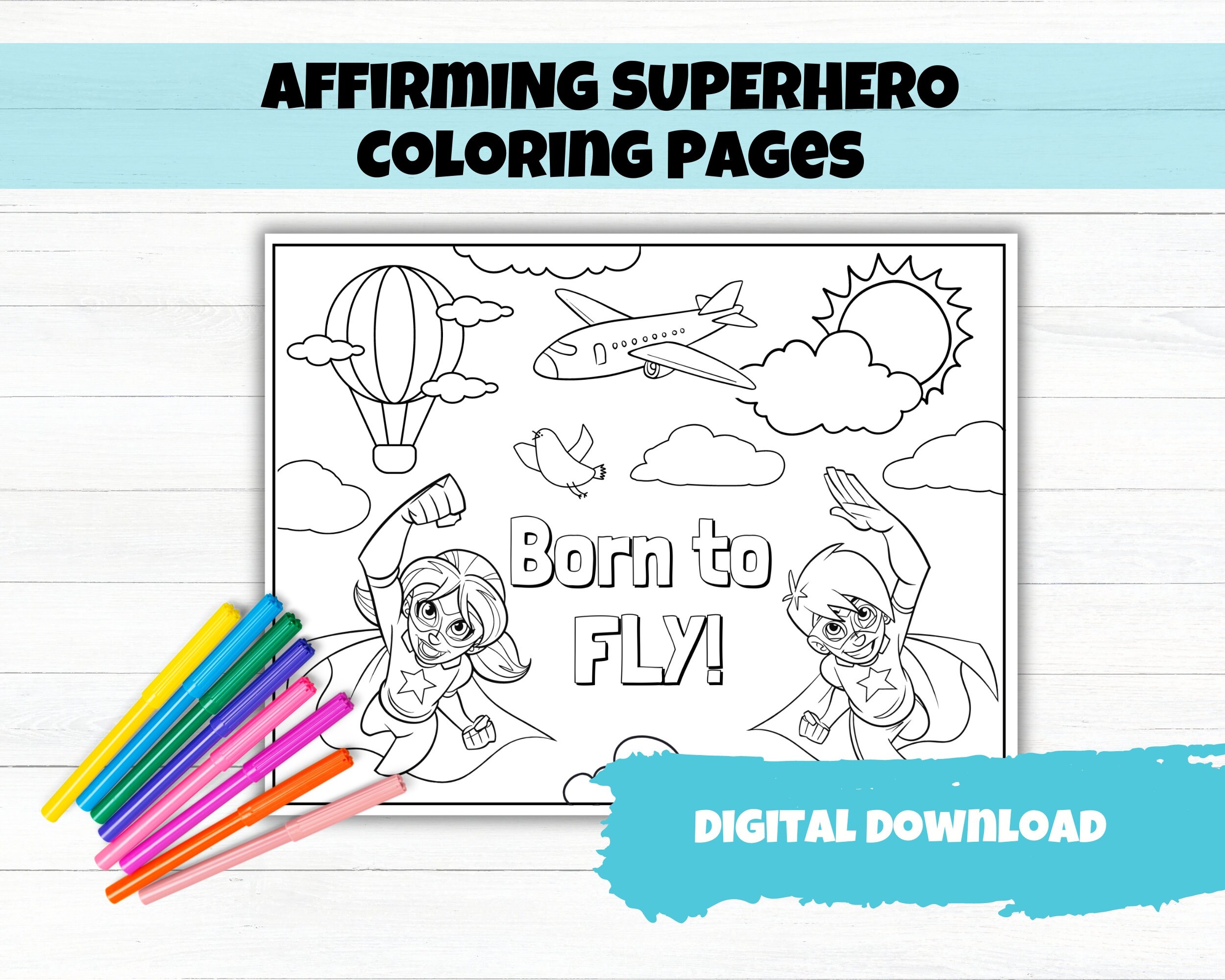 Affirming Superhero Coloring Set for Kids - 10 Pages , Encouraging ...