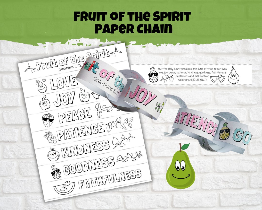 Kids Printable Fruit of the Spirit Paper Chain Craft, Sunday School ...