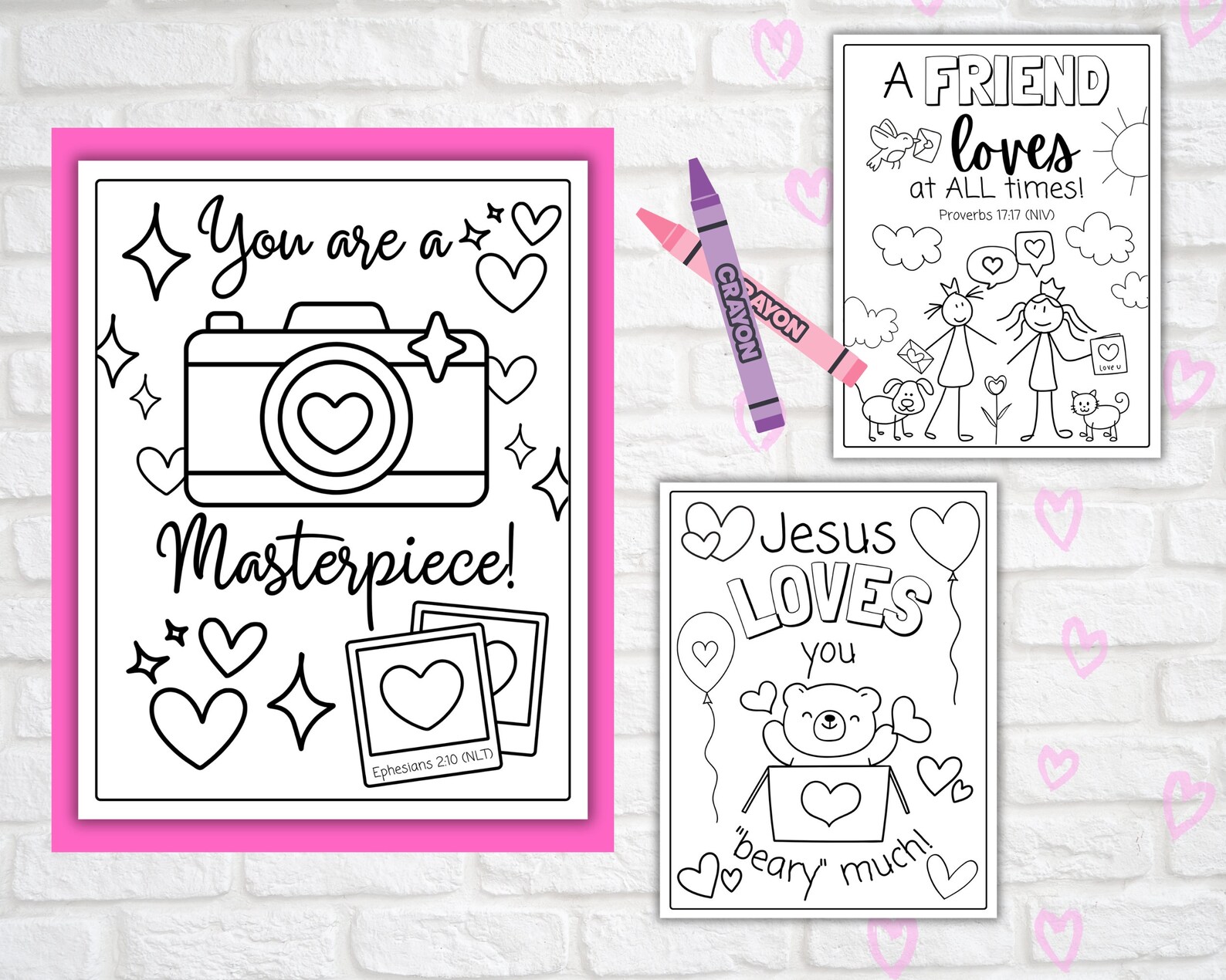 Kids Printable Bible Verse Valentine/love Themed Coloring Pages, Sunday ...