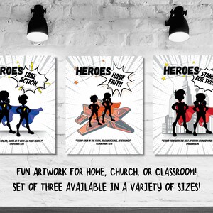 Heroes Bible Verse Wall Art, Superhero Printable Scripture Poster ...