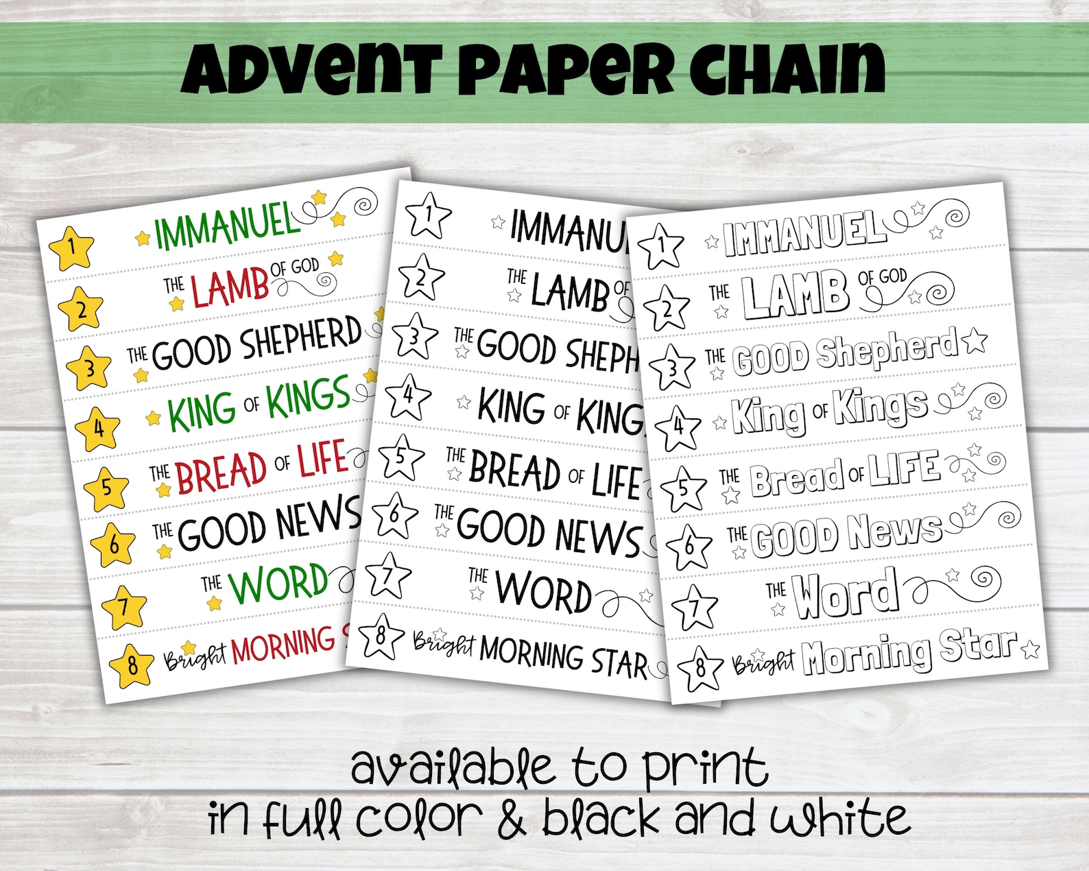 Names of Jesus Advent Paper Chain Activity & Devotional, 24 Names of ...