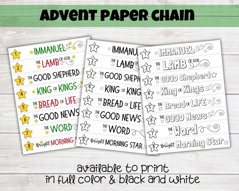 Names of Jesus Advent Paper Chain Activity & Devotional, 24 Names of ...