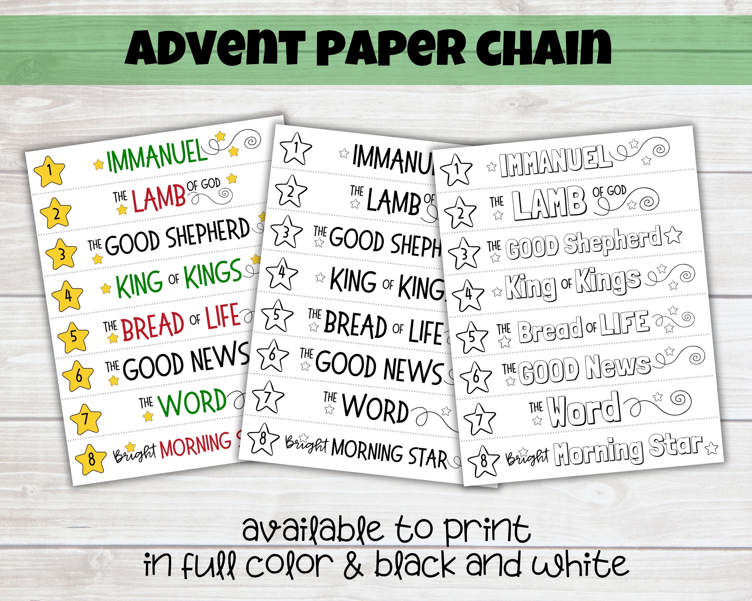 Names of Jesus Advent Paper Chain Activity & Devotional, 24 Names of ...