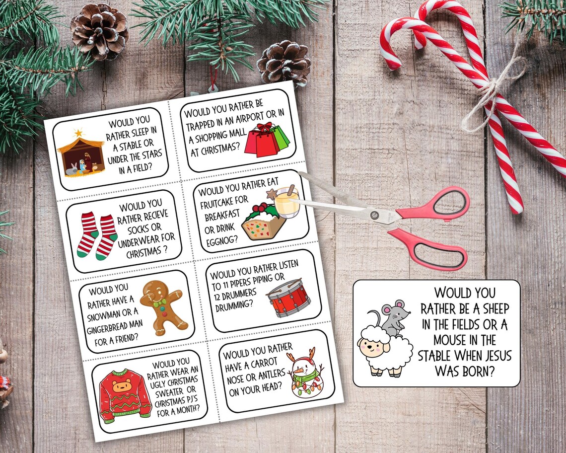 Kids Printable Christmas Would You Rather Game, Faith Based Activity ...