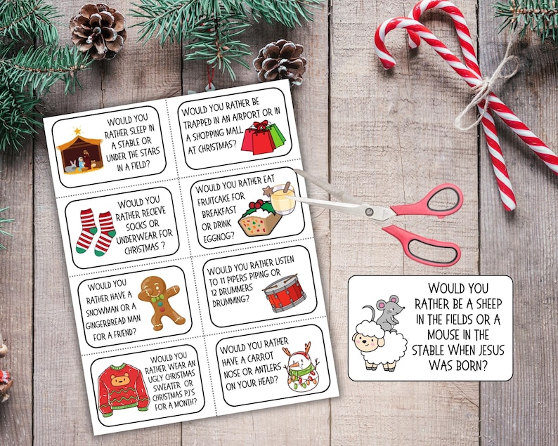 Kids Printable Christmas Would You Rather Game, Faith Based Activity ...