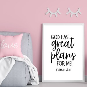 God Has Great Plans for Me, Printable Bible Wall Art, Affirmation Art ...