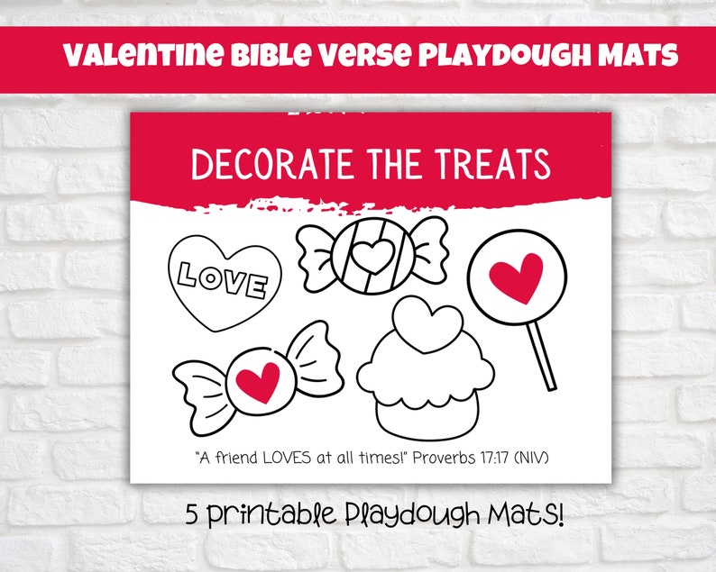 Printable Bible Verse Valentine Play Dough Mats, Wax Stix Activity ...