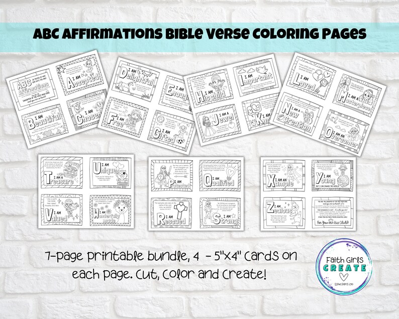ABC Affirmations Bible Verse Identity in Christ Coloring Pages for ...