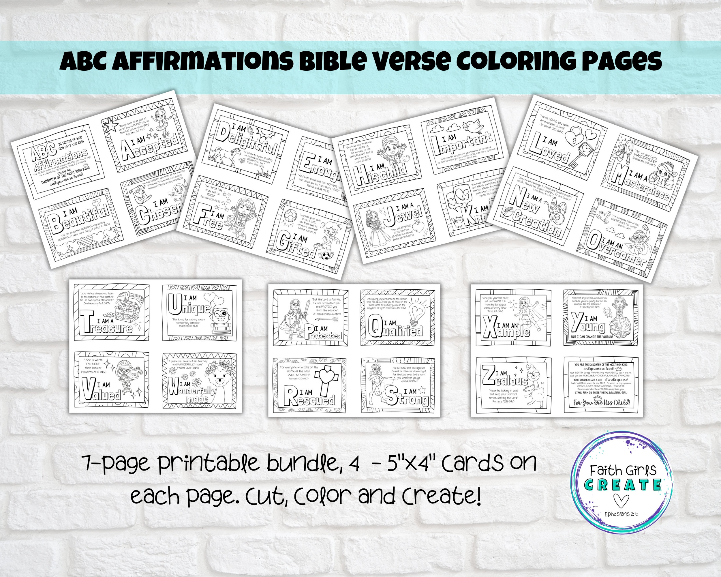 ABC Affirmations Bible Verse Identity in Christ Coloring Pages for ...