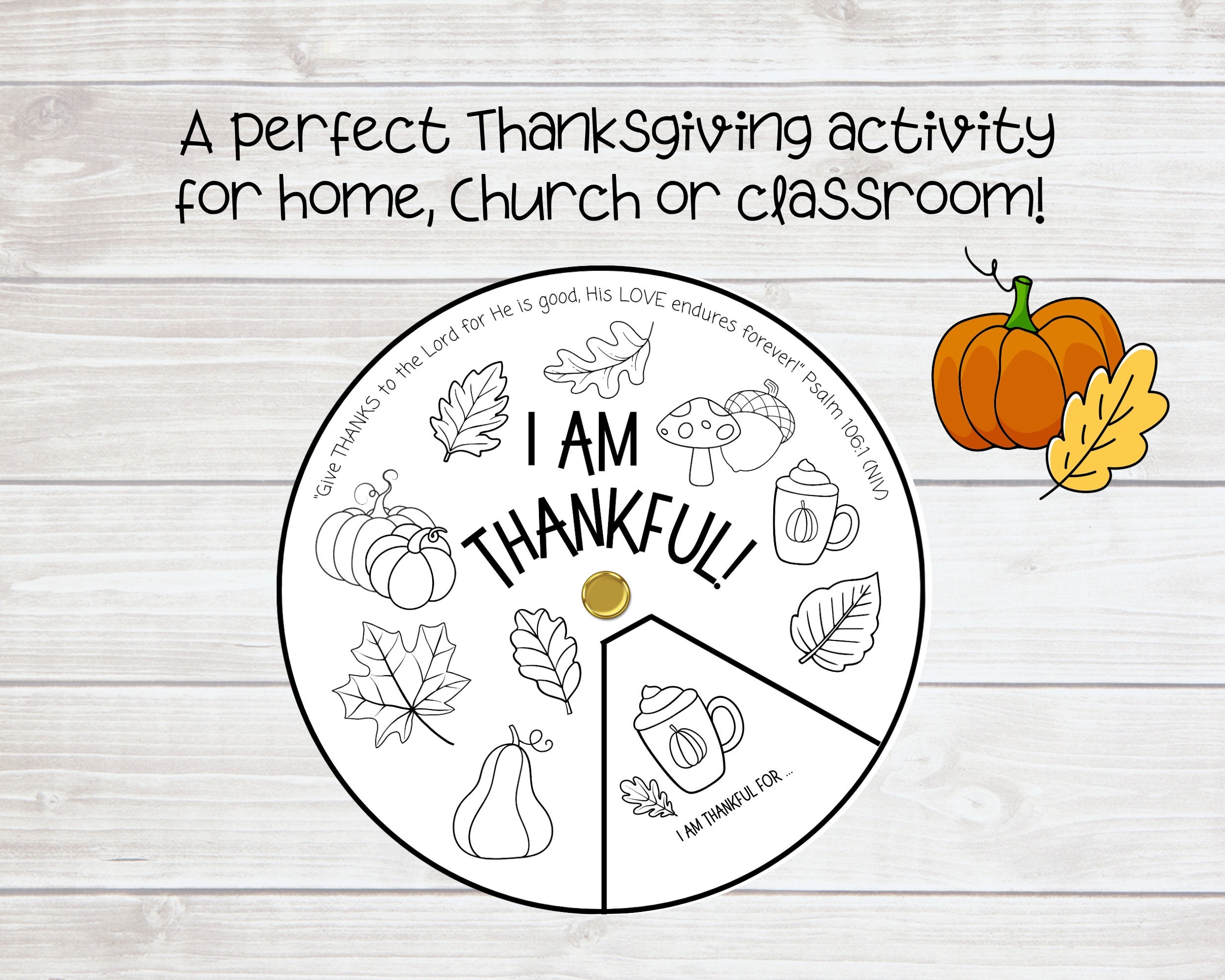 Thankful Spinner Coloring Wheel, Thanksgiving/fall Bible Themed ...