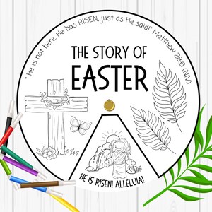 Easter Story Spinner Color Wheel, Sunday School Activity, Kids Church ...