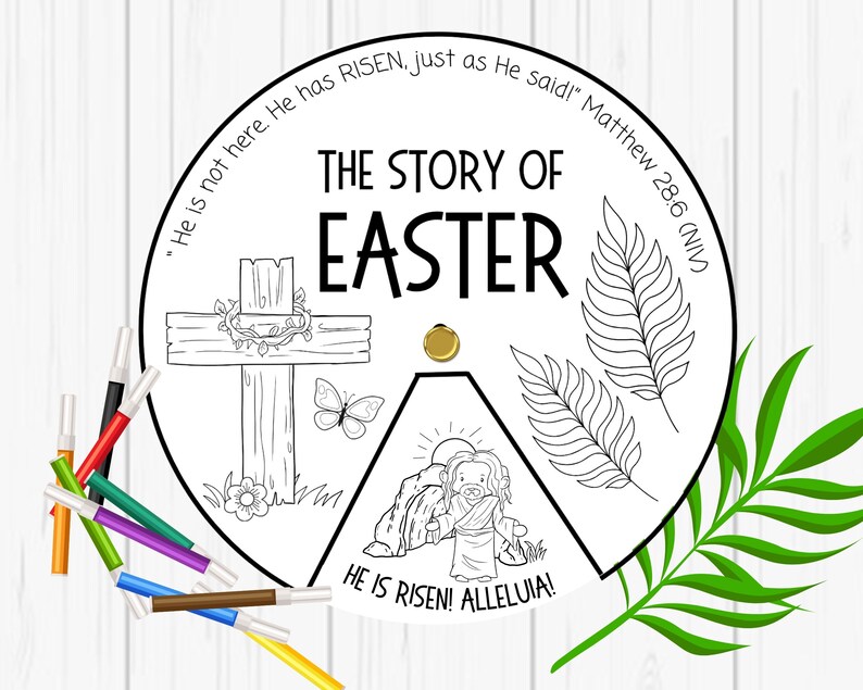 Easter Story Spinner Color Wheel, Sunday School Activity, Kids Church ...