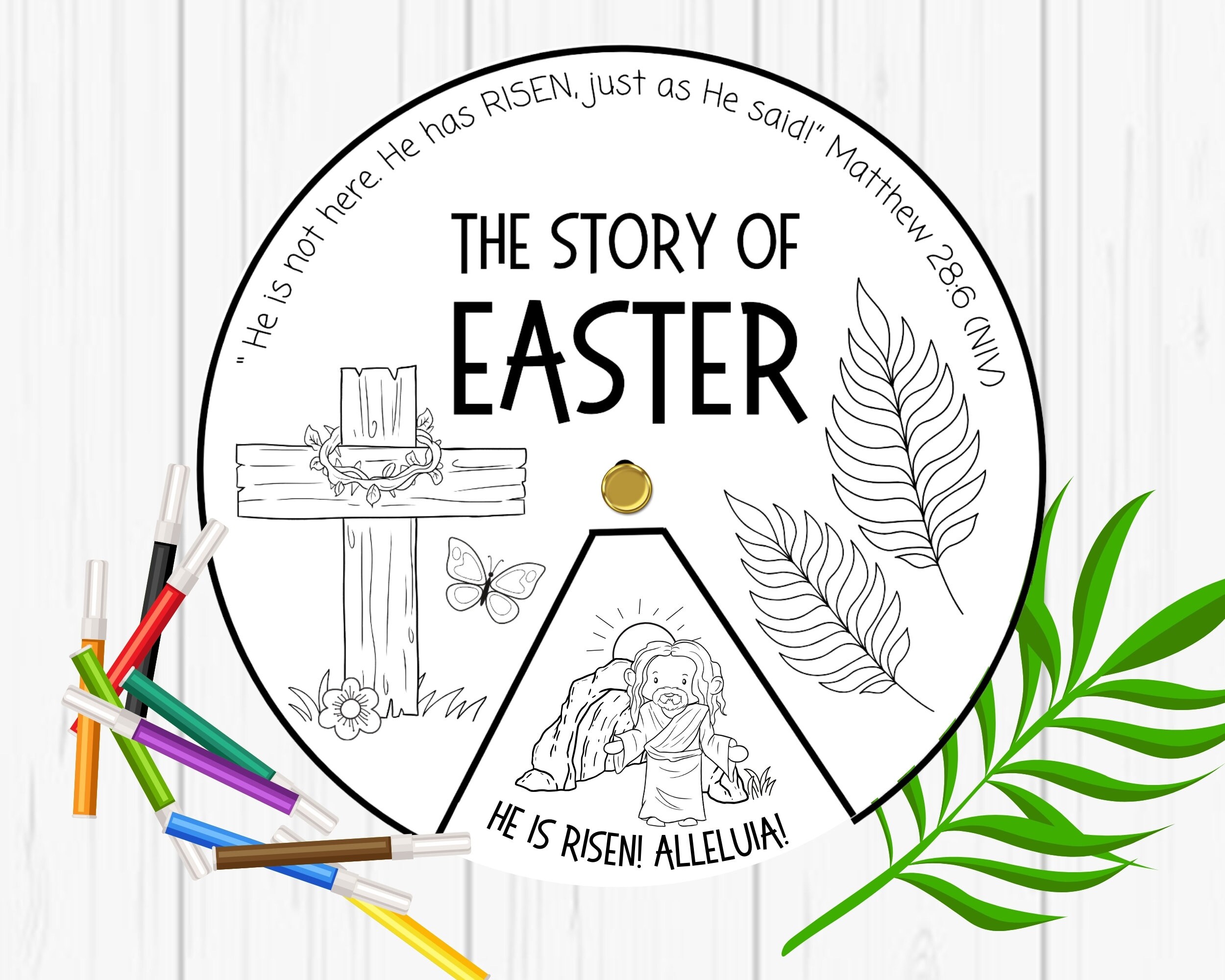 Easter Story Spinner Color Wheel, Sunday School Activity, Kids Church ...