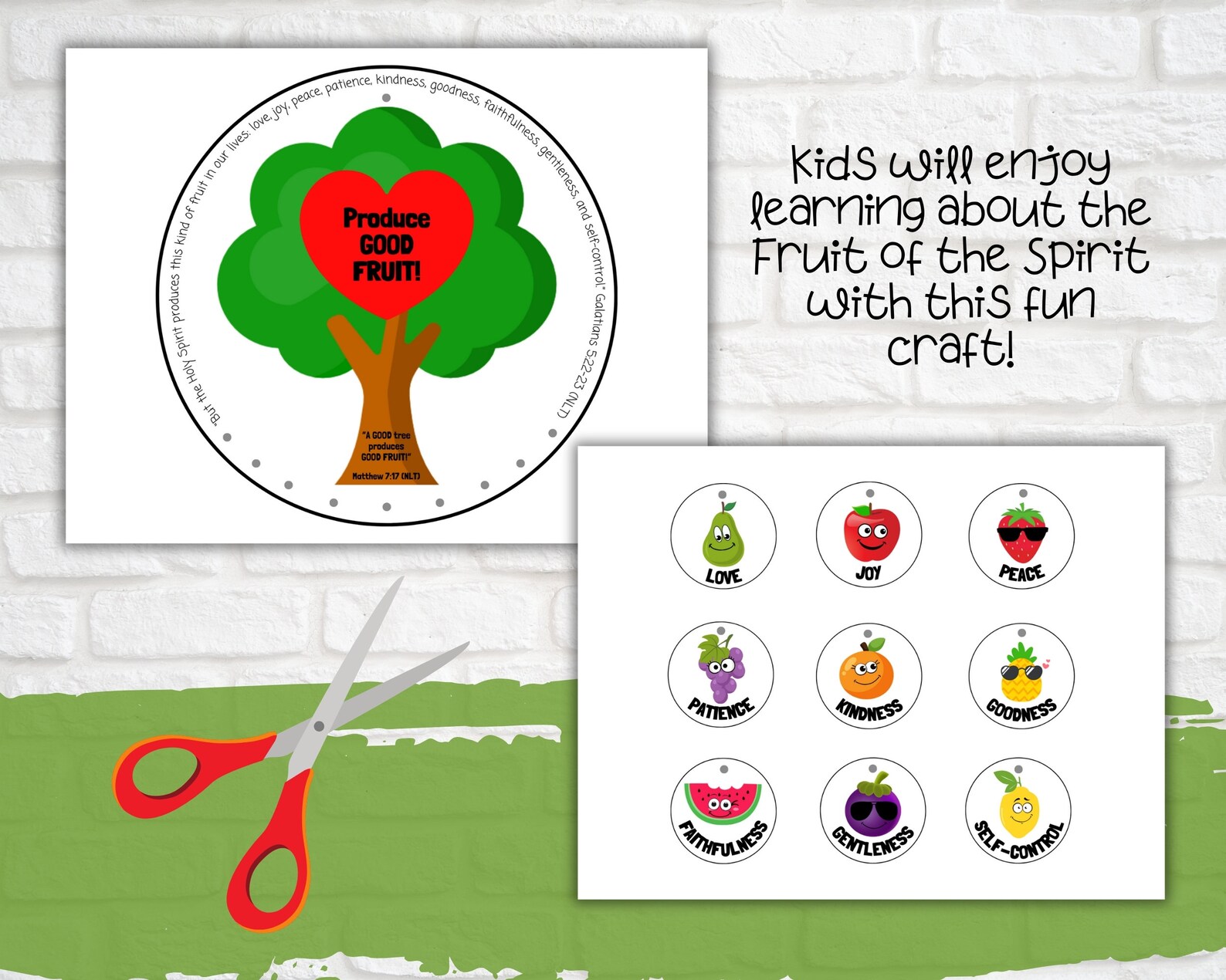 Kids Printable Fruit of the Spirit Craft, Sunday School Activity, Kids ...