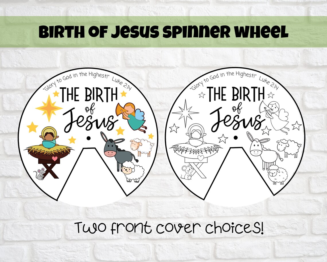Kids Printable Birth of Jesus Spinner Color Wheel, Nativity Sunday ...