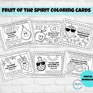 Fruit of the Spirit Printable Coloring Cards, Sunday School, Kids ...