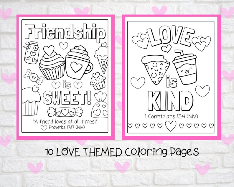 Kids Printable Bible Verse Valentine/love Themed Coloring Pages, Sunday ...