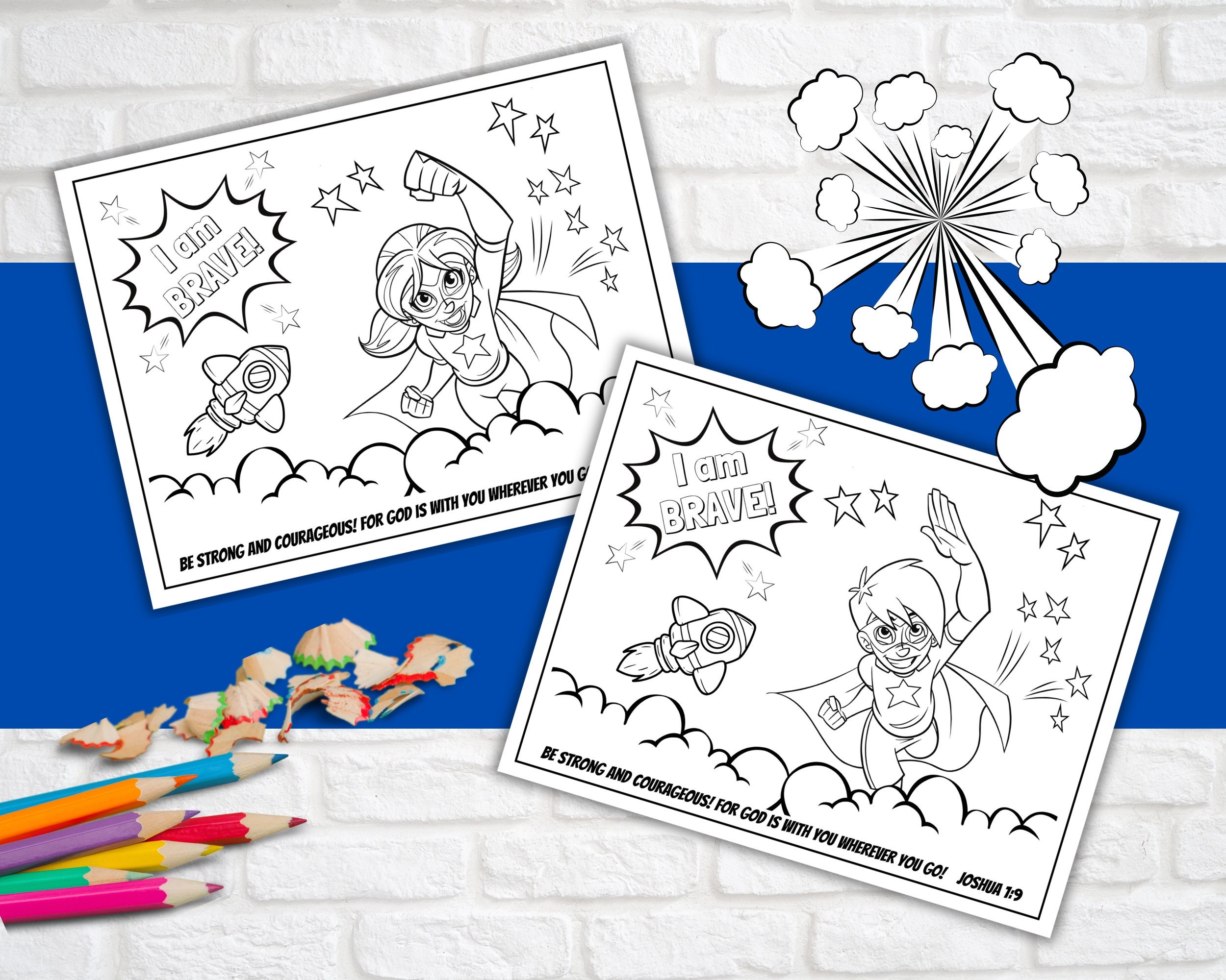 Superhero Comic Book Bible Verse Coloring, Set of 14, Sunday School ...