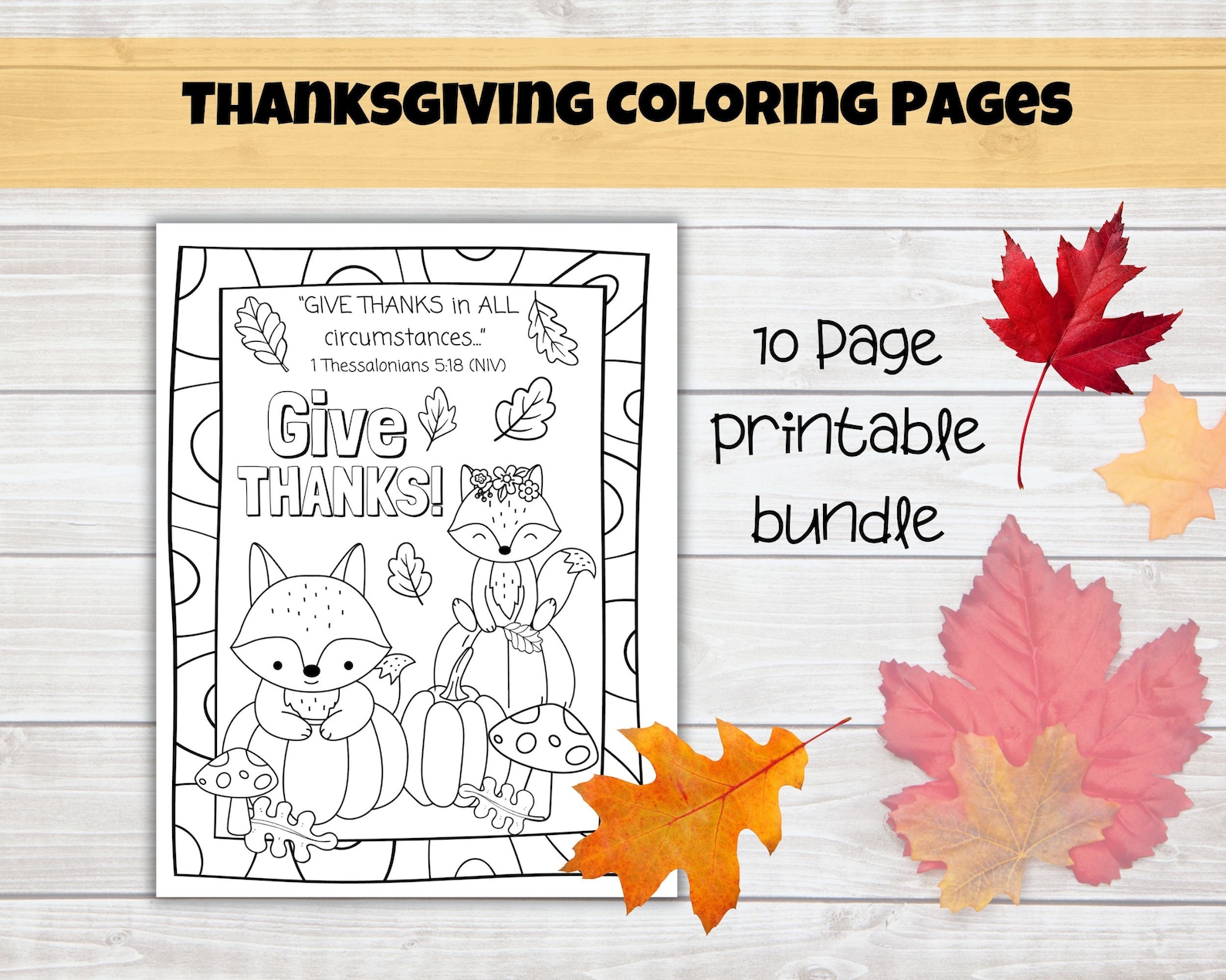 Thanksgiving/fall Bible Verse Set of 10 Coloring Pages, Printable ...