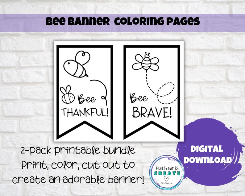 Bee Banner Colouring Kids Colouring Positive Affirmation for - Etsy