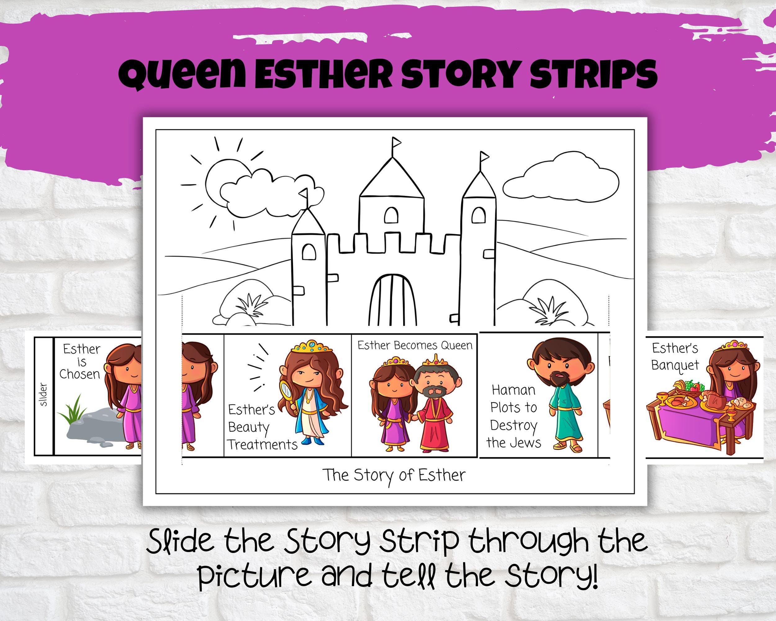 Queen Esther Story Strips, Sunday School Activity, Kids Church Craft ...