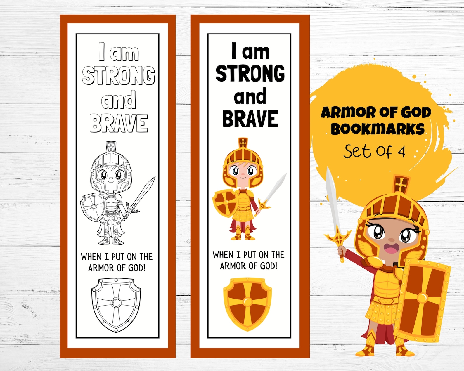 Armor of God Printable Coloring Bookmarks, Ephesians 6, Sunday School ...