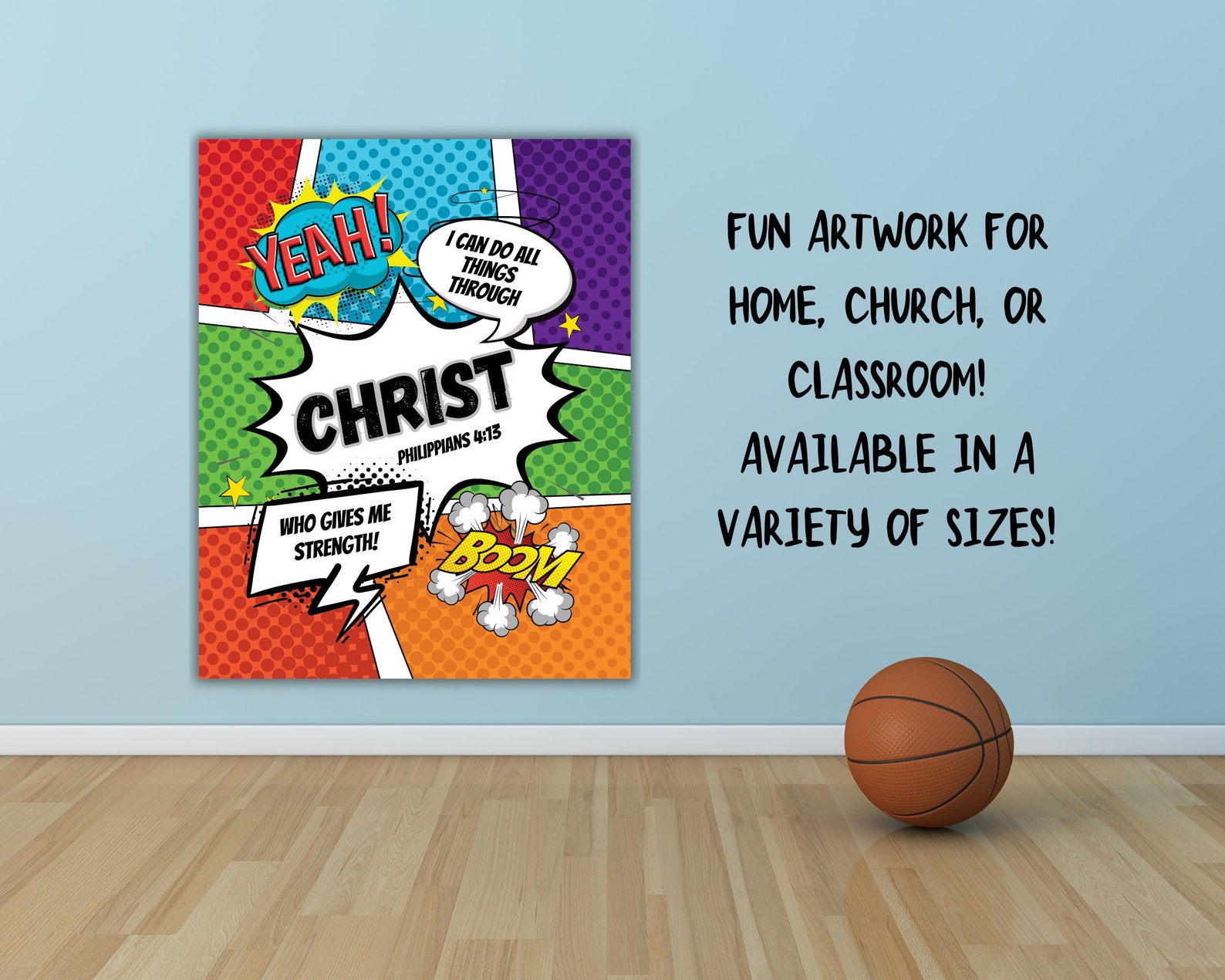 Superhero Bible Verse Wall Art, Printable Scripture Poster, I Can Do ...