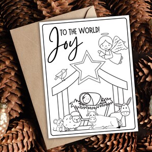 Kids Printable Christmas Cards to Colour, Set of 8, Sunday School ...