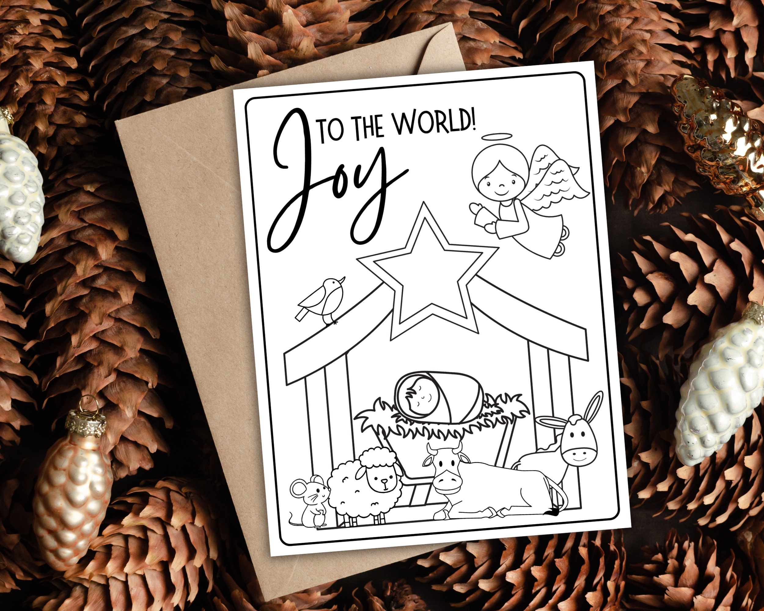 Kids Printable Christmas Cards to Colour, Set of 8, Sunday School ...